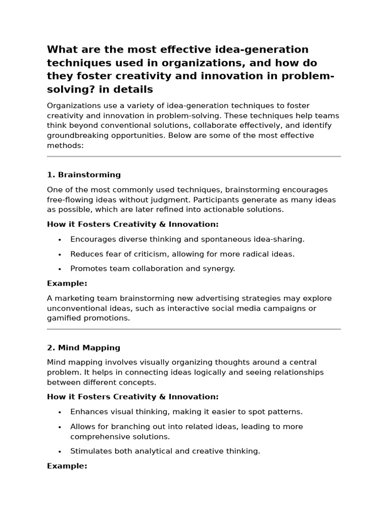 What Are The Most Effective Idea | PDF | Creativity | Brainstorming