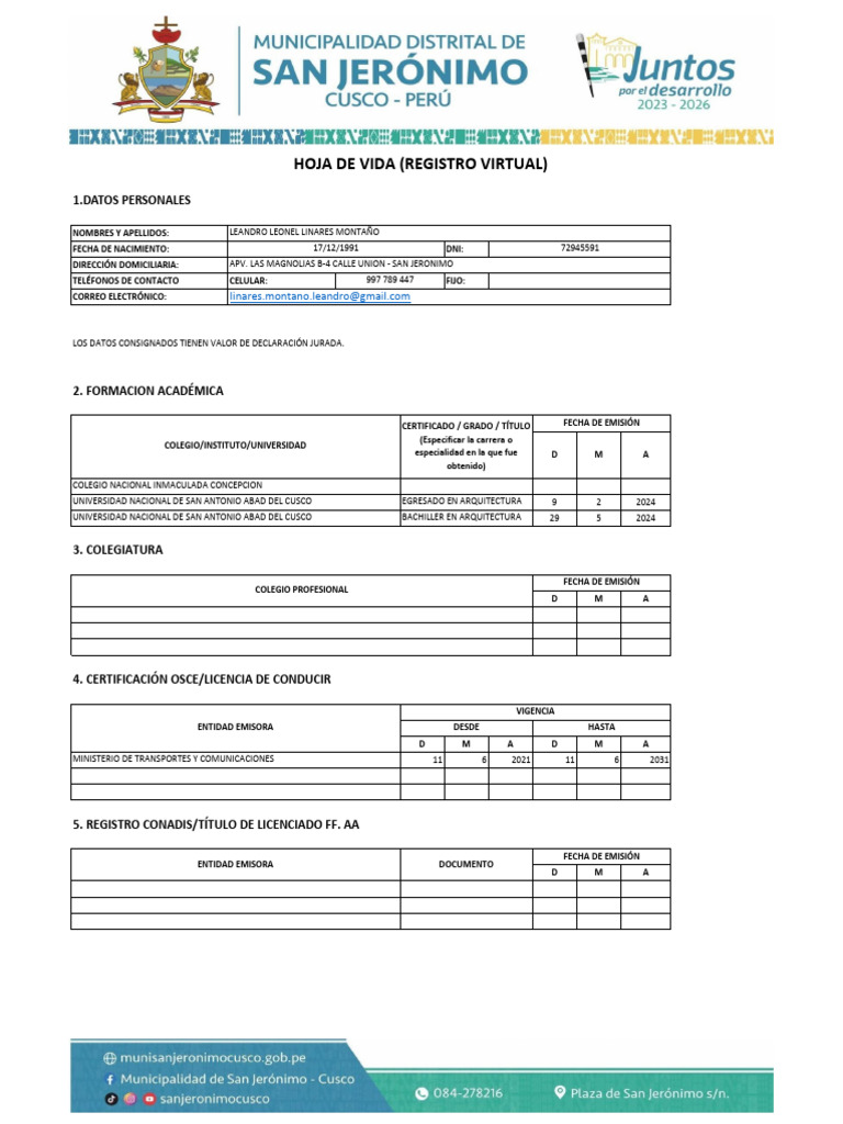 Ficha Cas 2025 | PDF