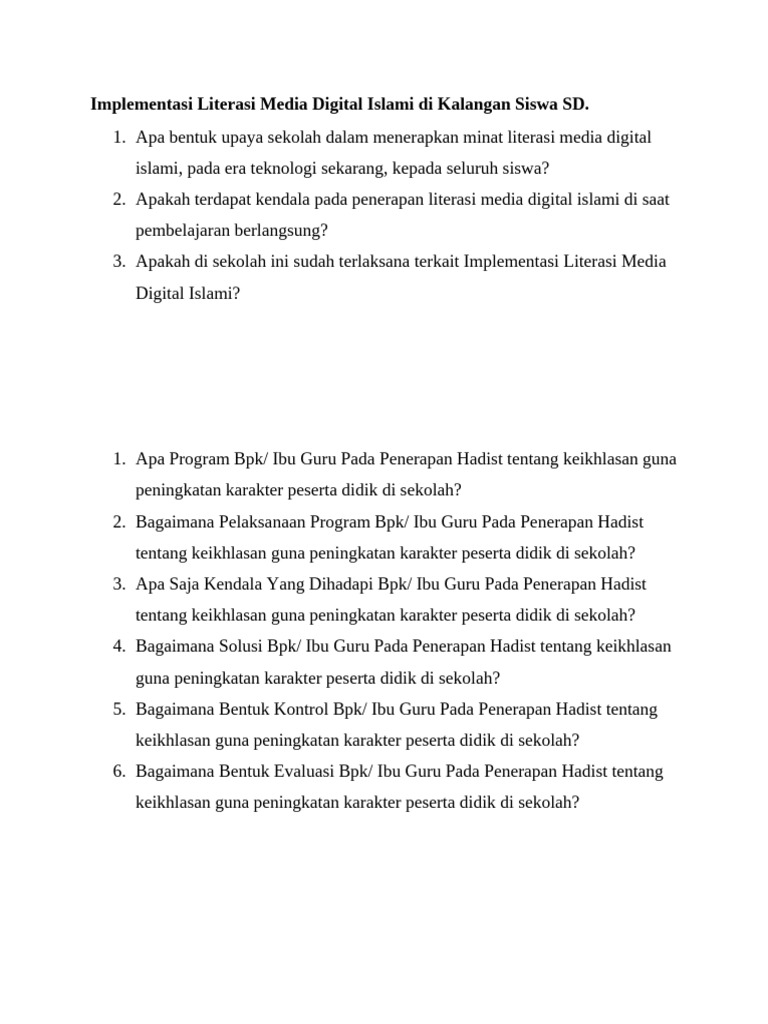 Implementasi Literasi Media Digital Islami Di Kalangan Siswa SD | PDF