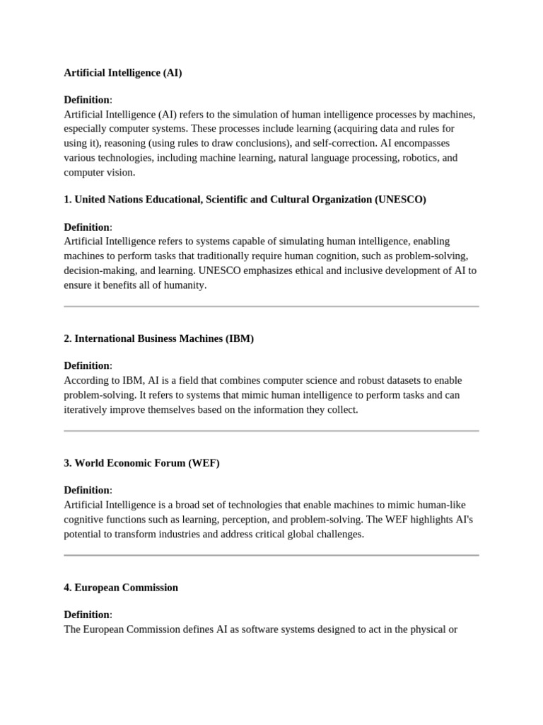 Understanding Artificial Intelligence Definitions | PDF | Artificial ...