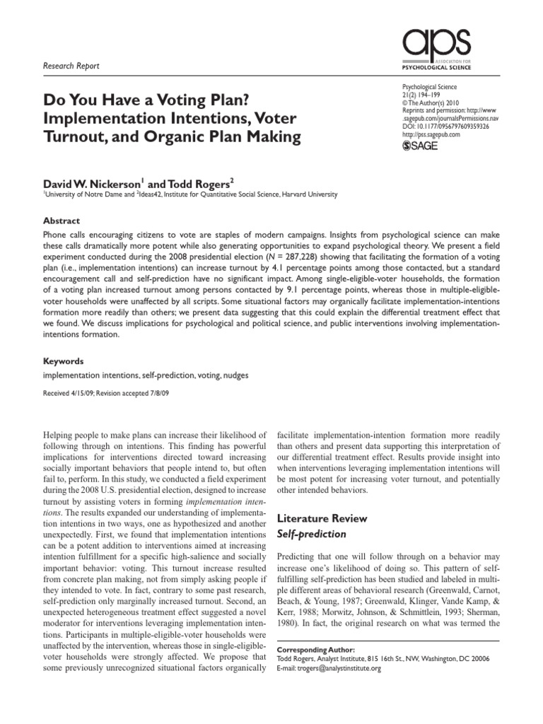 Boosting Voter Turnout with Plans | PDF | Get Out The Vote | Voter Turnout