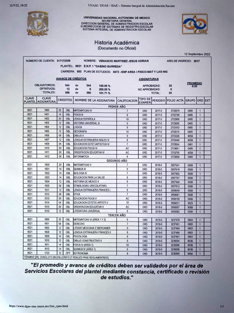 Calificaciones Prepa | PDF