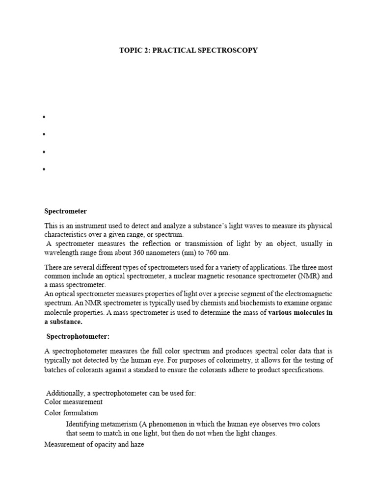 Topic 2 - Practical Spectroscopy 2.1 | PDF | Spectroscopy | Nuclear Magnetic Resonance