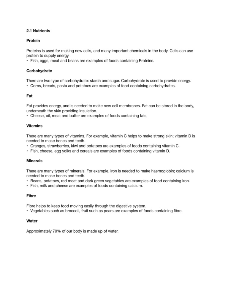 Unit 2 Food and Digestion | PDF