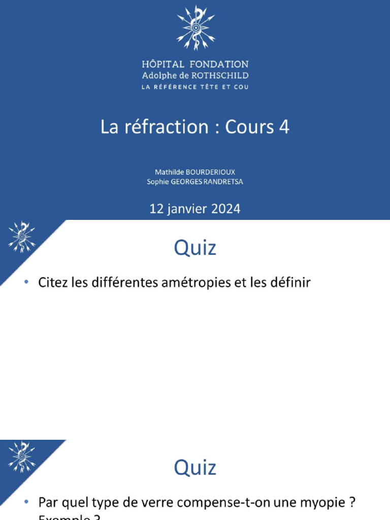 La Réfraction Cours 4 | PDF