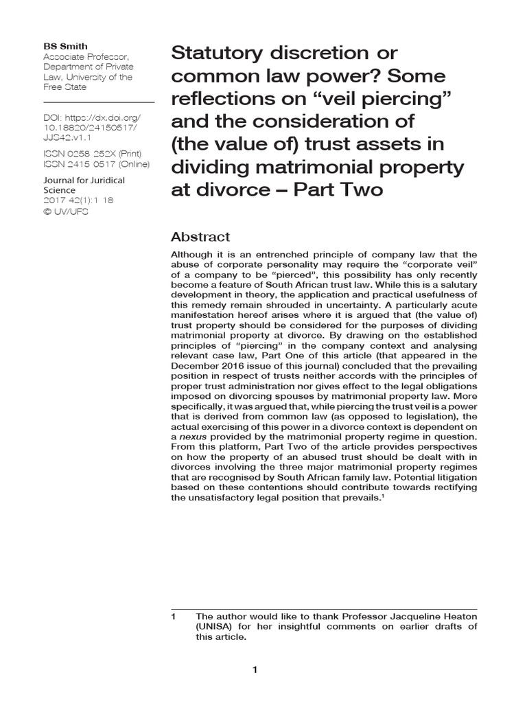 Statutory Discretion or Common Law Power? Some Reflections On "Veil ...