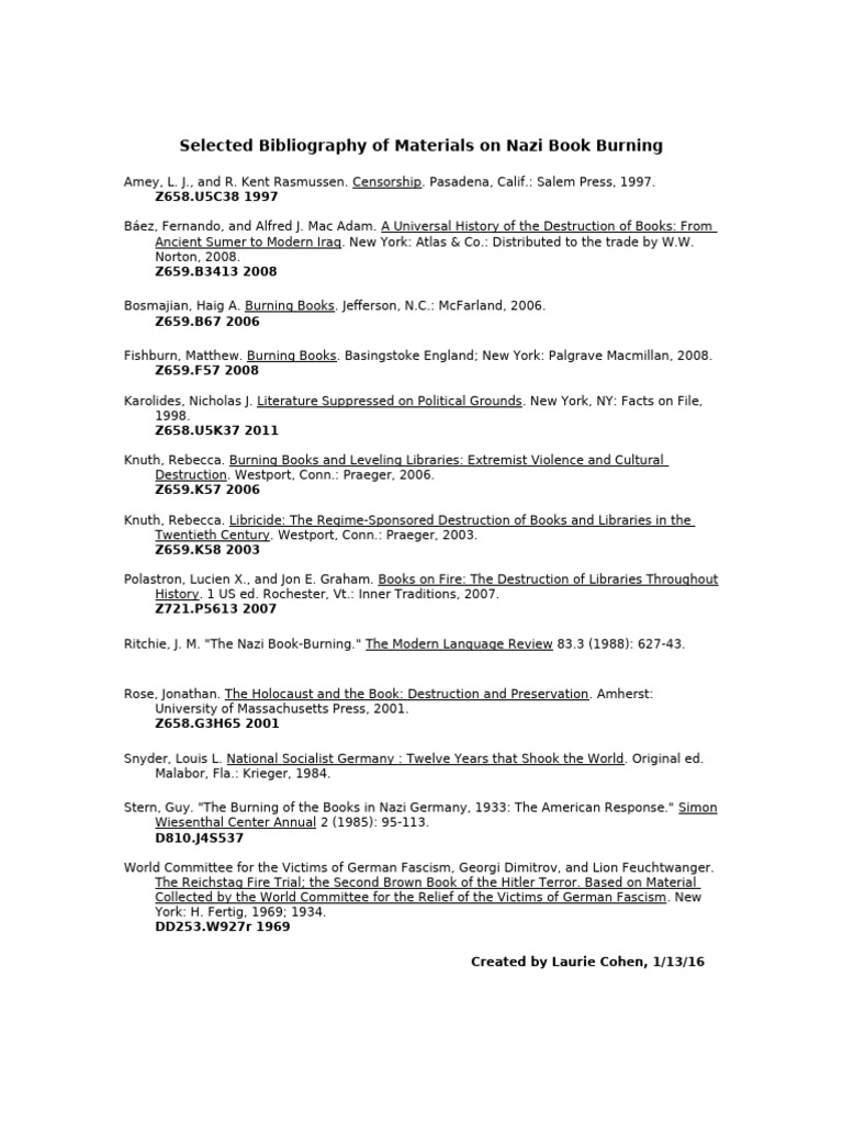 Nazi Book Burning Bib | PDF