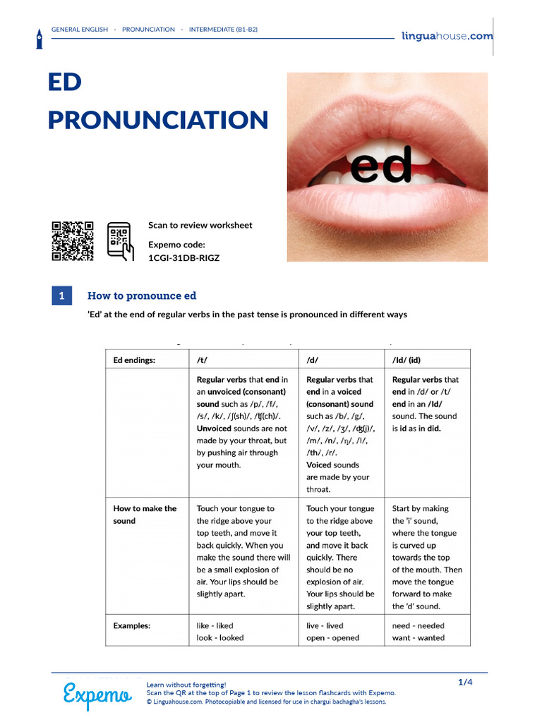 British English -ed Pronunciation Guide | PDF | Linguistic Morphology ...