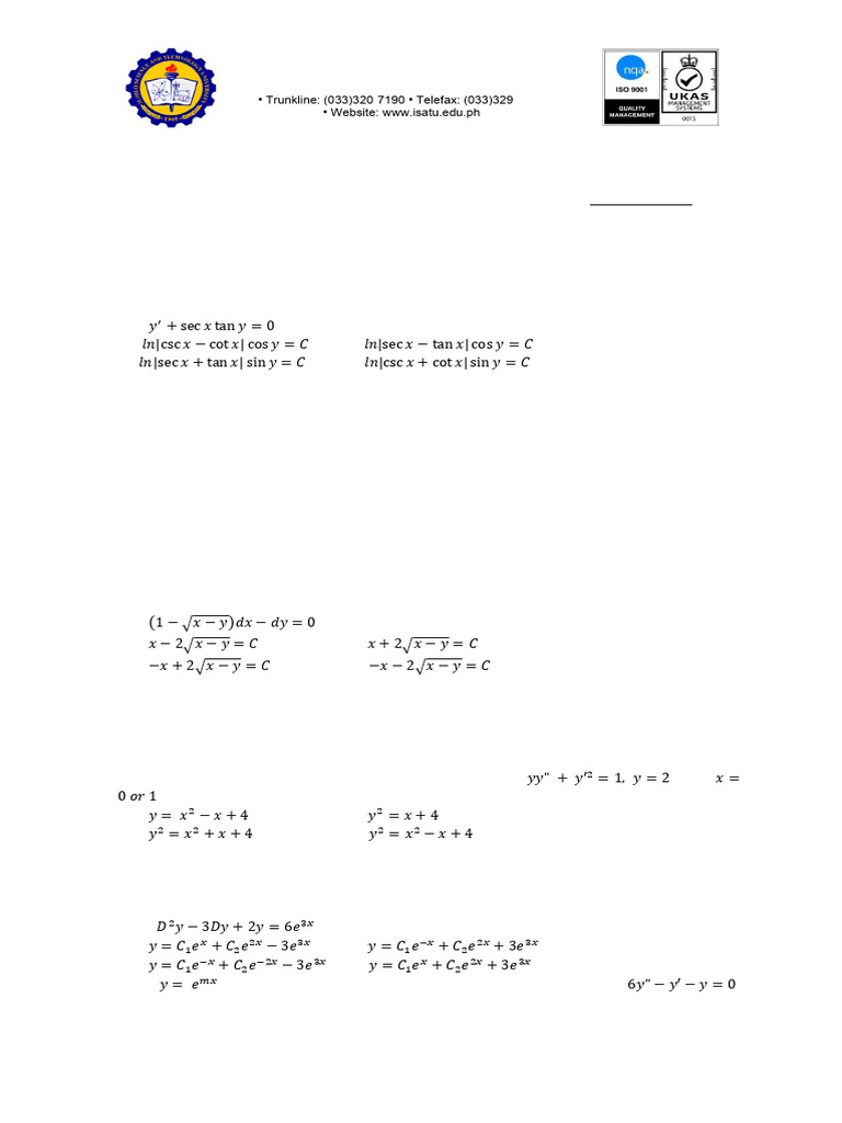 Problem Set No. 3 - EEREV 11 | PDF | Equations | Geometry