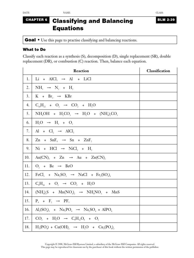Worksheet - BLM Balancing Package-6 | PDF