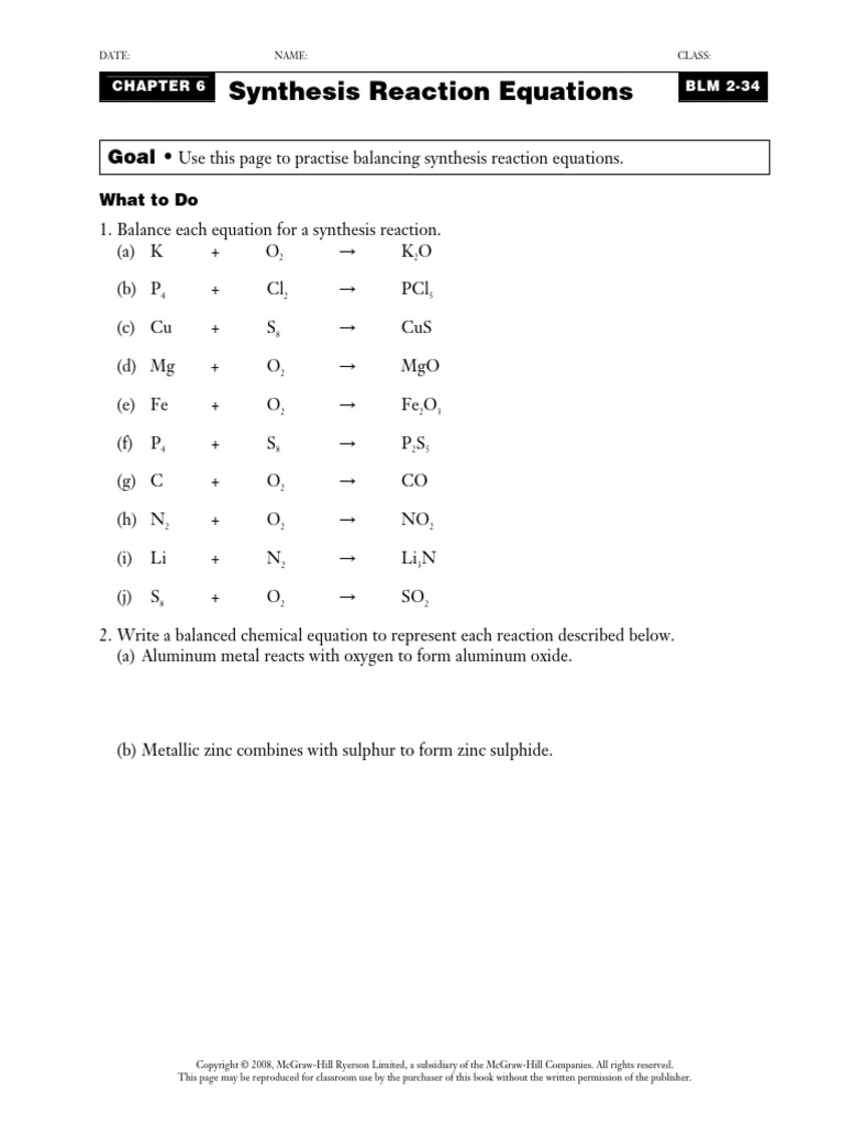Worksheet - BLM Balancing Package | PDF | Carbon Dioxide | Chemical ...