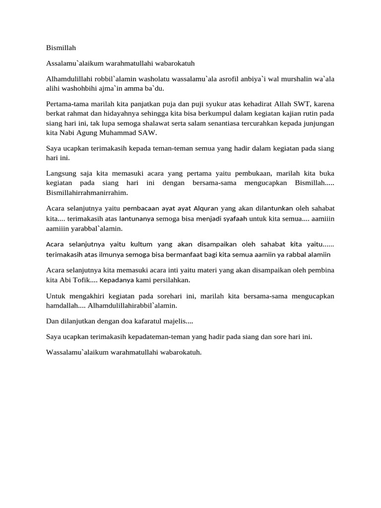 Teks MC Kajian Rev | PDF