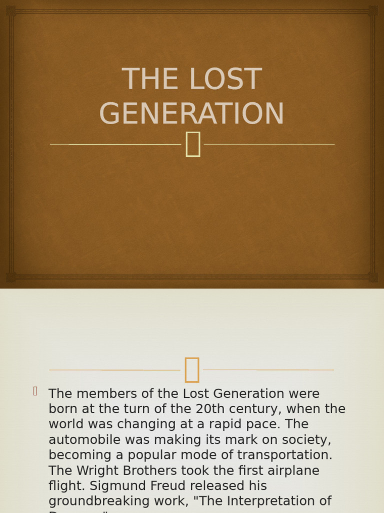 The Lost Generation | PDF | F. Scott Fitzgerald