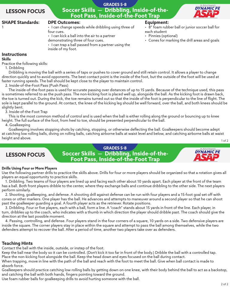 DynamicPE_ASAP_5-8_LessonFocus_Lesson_8_Soccer_Skills_–_Dribbling ...