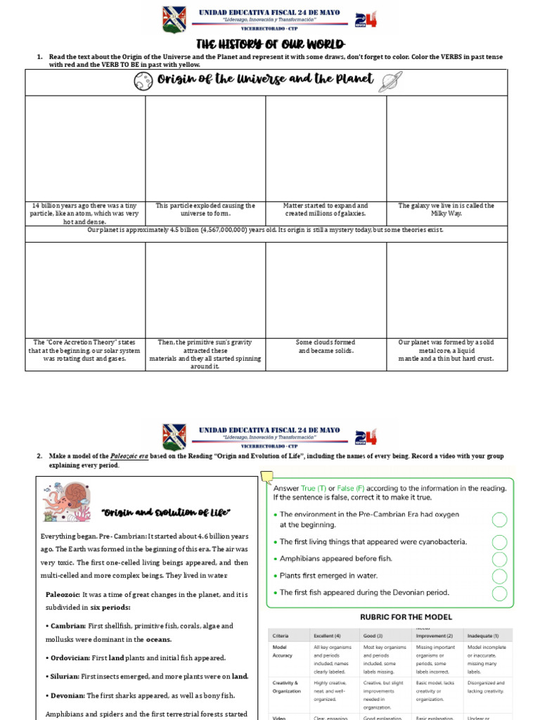 Worksheet The Origin of The Universe and The Planet | PDF | Dinosaurs ...