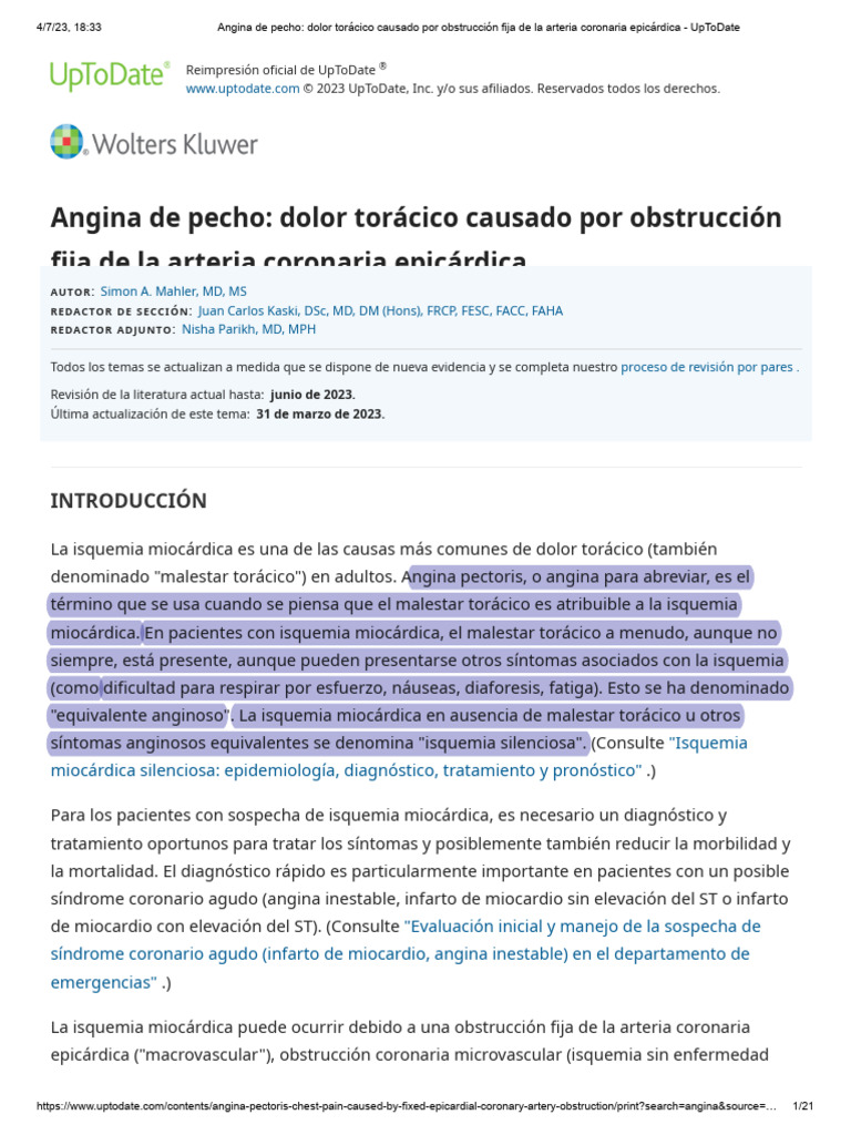 Angina Estable | PDF | Infarto de miocardio | Isquemia
