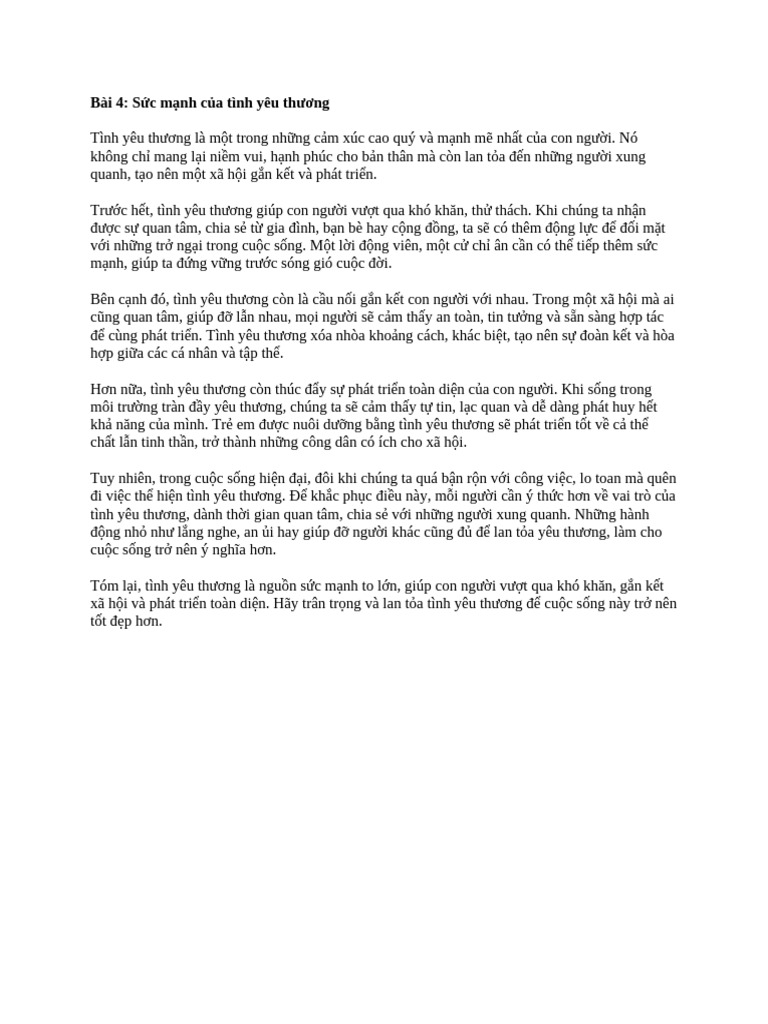 Bài 4: S C M NH C A Tình Yêu Thương | PDF