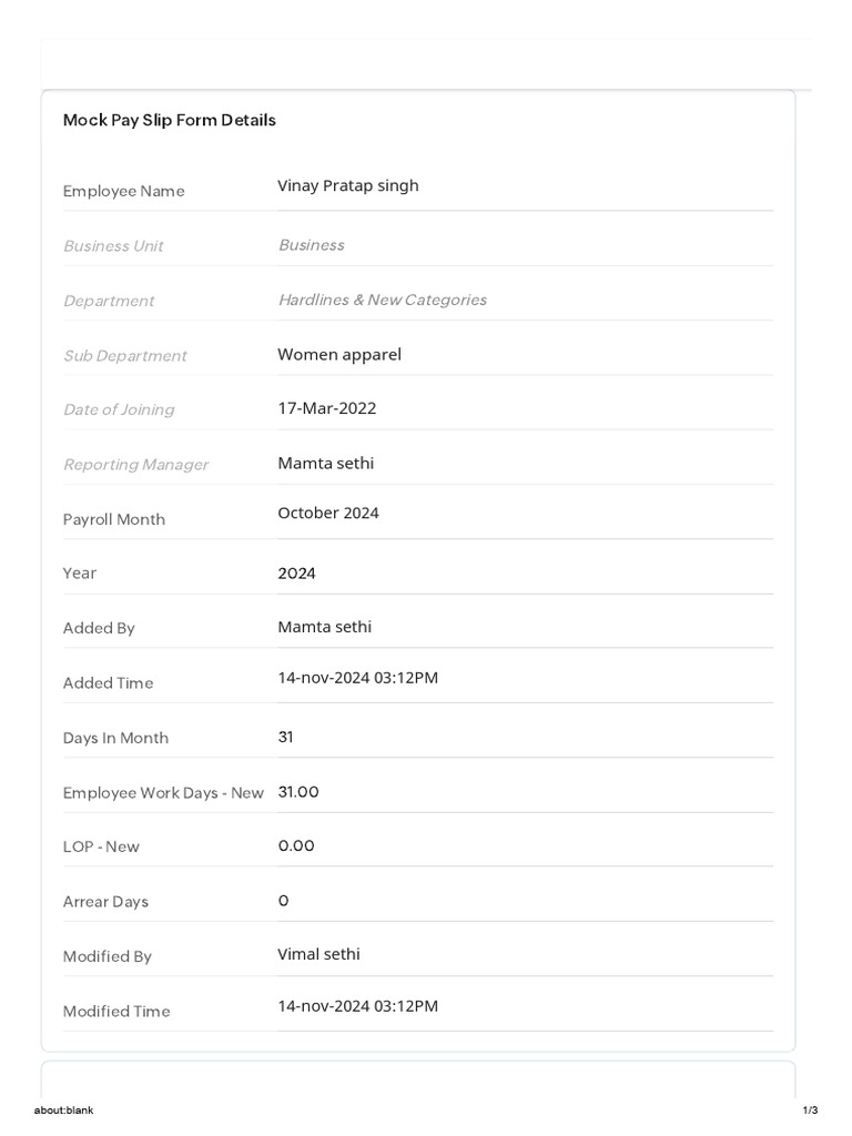 Employee Payroll Summary | PDF