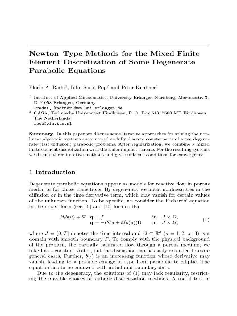 newtontype-methods-for-the-mixed-finite-element-discretization-o | PDF | Finite Element Method ...