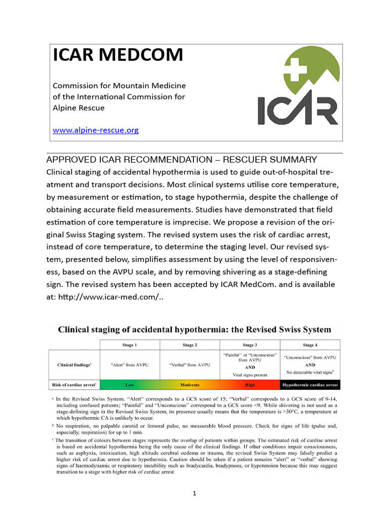 ICAR MED REC 40 2021 B Clinical Staging of Accidental Hypothermia - The ...