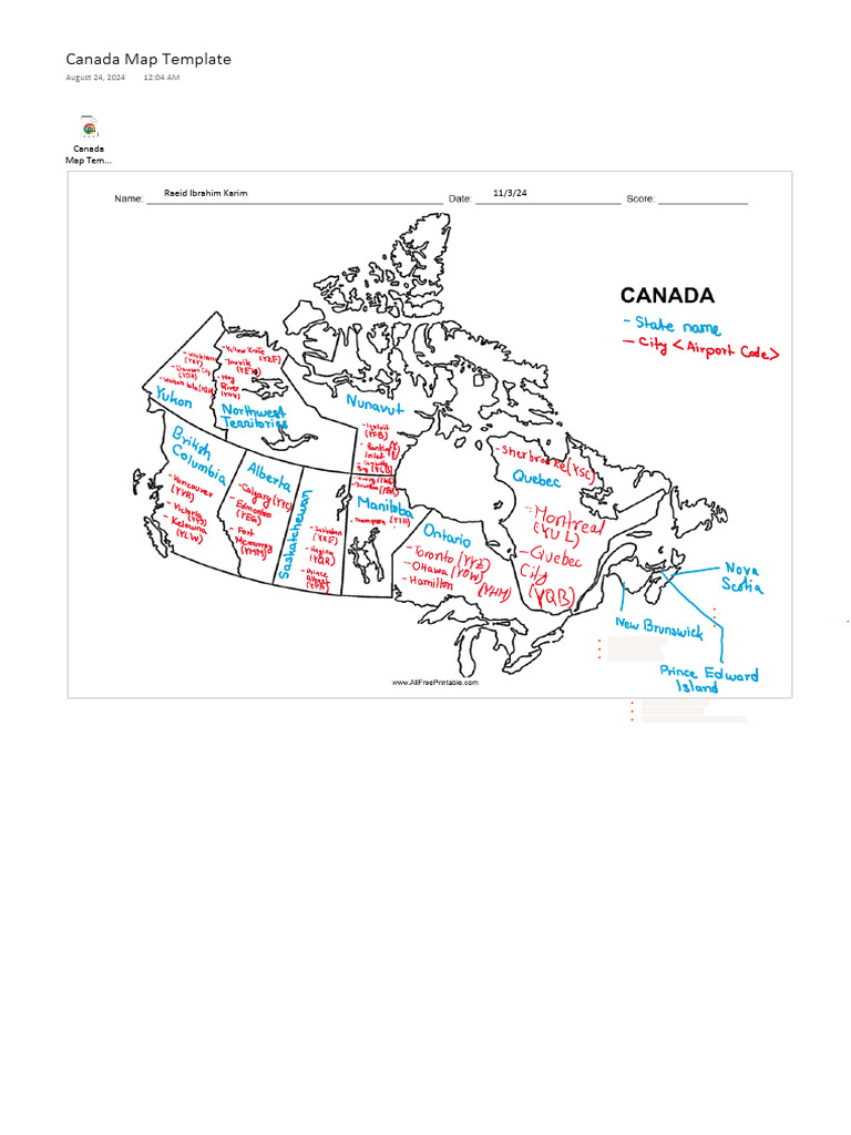 Canada Map Template | PDF