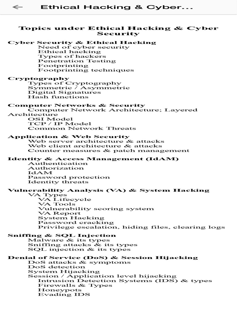 Ethical Hacking & Cyber Security | PDF