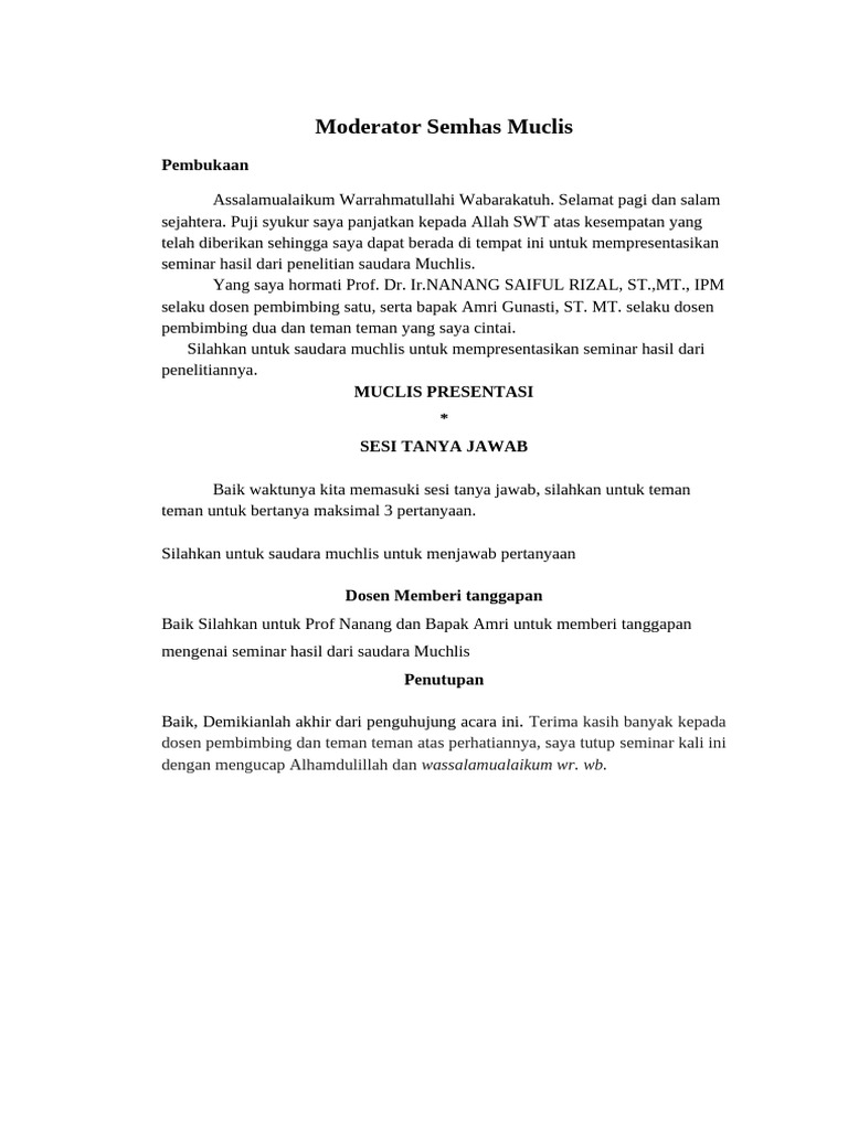 Moderator Semhas | PDF