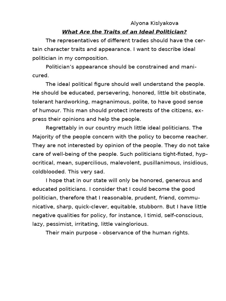 What Are The Traits of An Ideal Politician | PDF