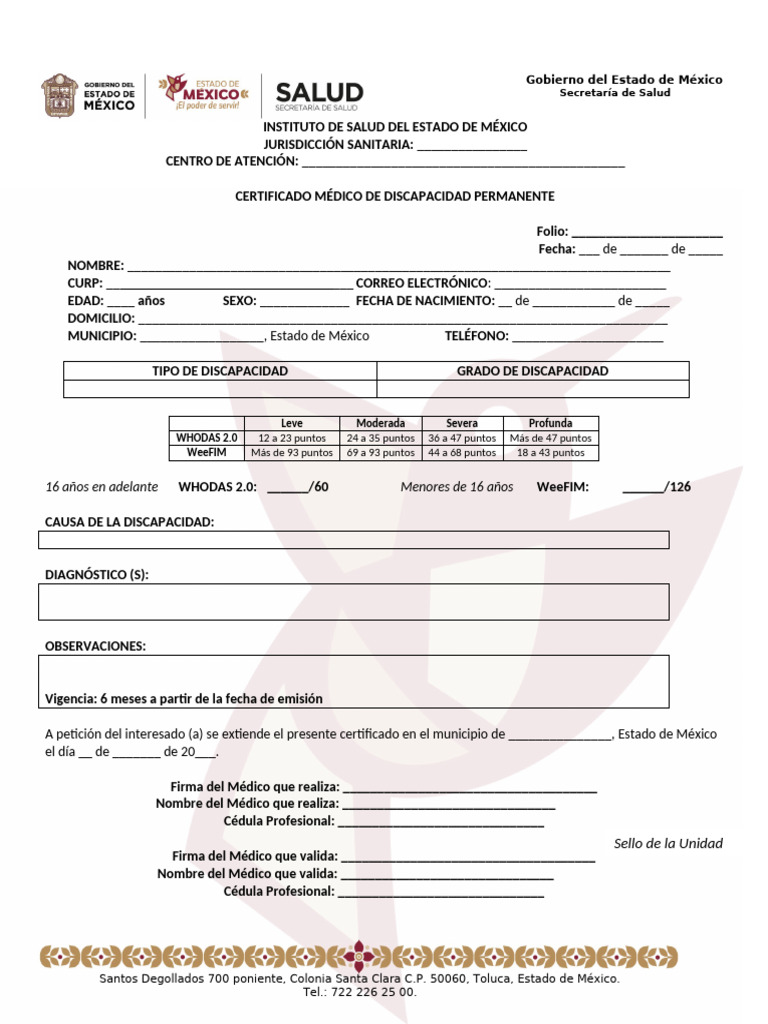 Certificado General Formato Nuevo DISCAPACIDAD | PDF