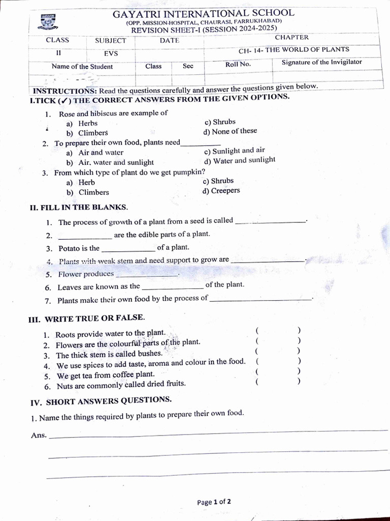 EVS Rev. Sheet 1, 2 and 3 | PDF