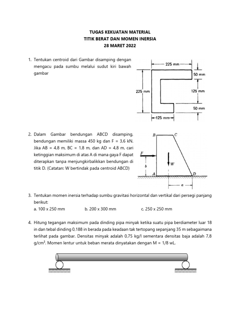 Tugas Titik Berat Dan Momen Inersia | PDF