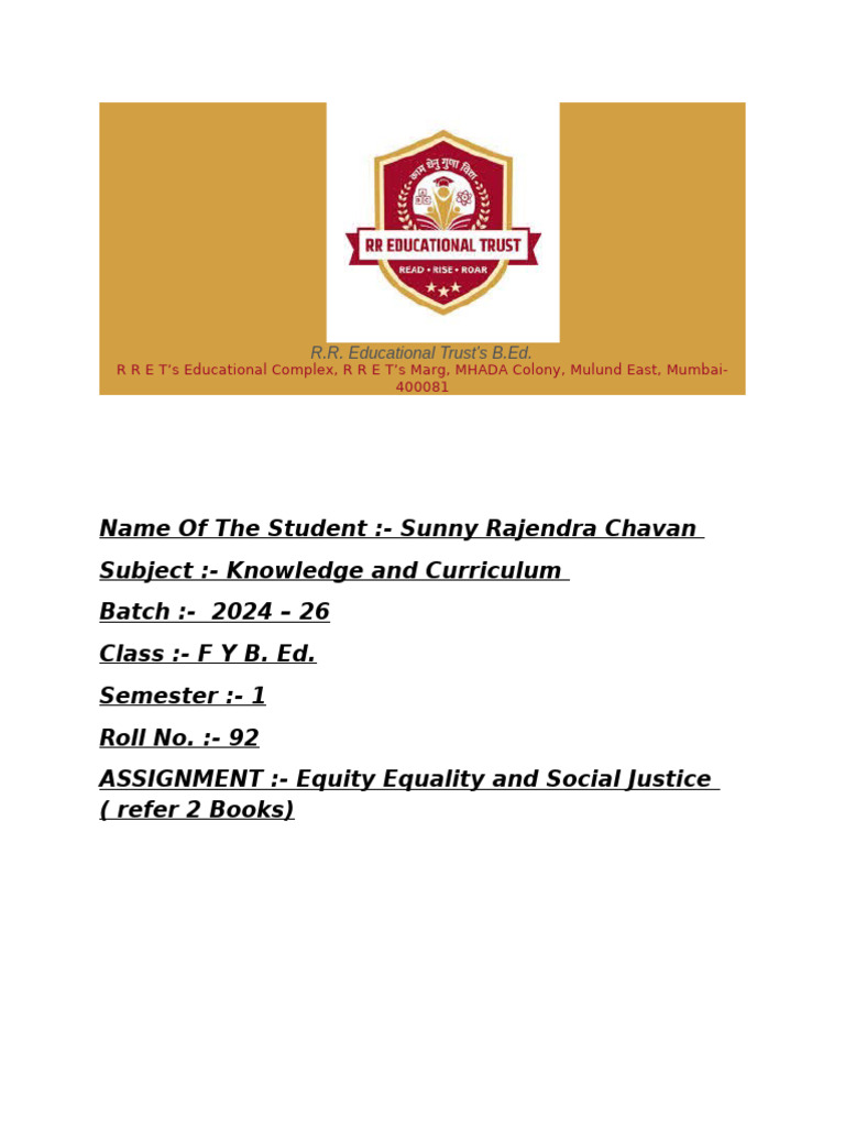Equity Equality and Justice | PDF | Social Equality | Psychology