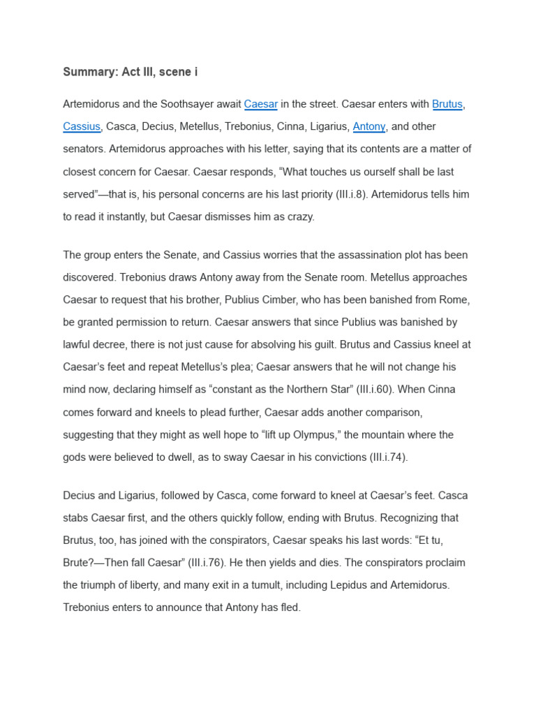 Julius Caesar Act III Scene 2,3 | PDF | Mark Antony | Julius Caesar