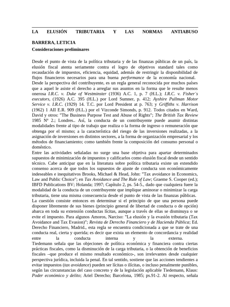 Elusion tributaria y normas antiabuso | PDF | Evasión de impuestos ...