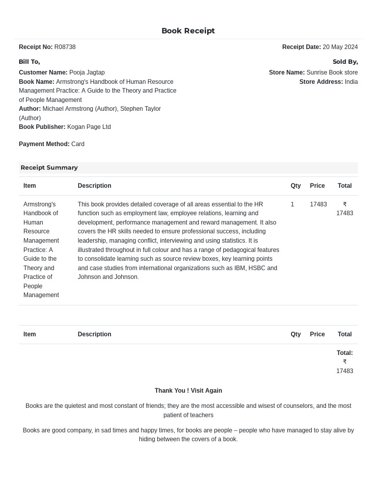 Book Invoice 3 | PDF | Receipt | Business