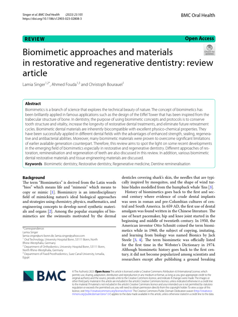 Biomimetic Approaches and Materials in Restorative and Regenerative ...