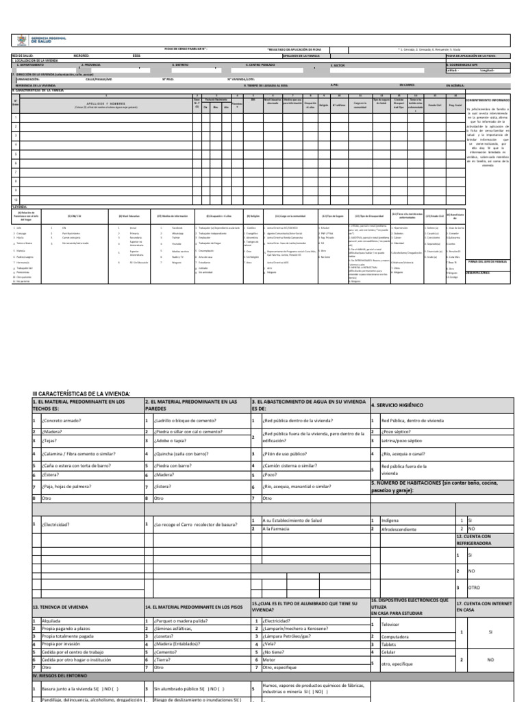 Ficha Censal Familiar - Geresa | PDF