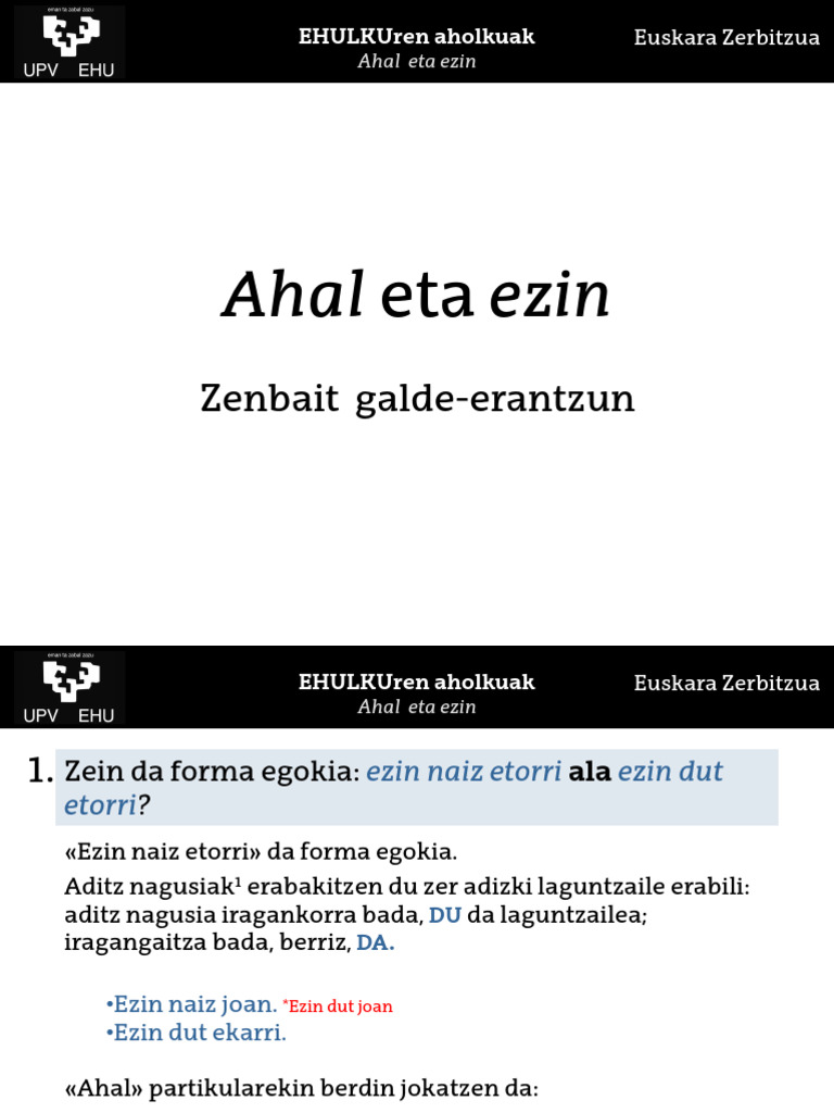 Ahal Izan Eta Ezin | PDF