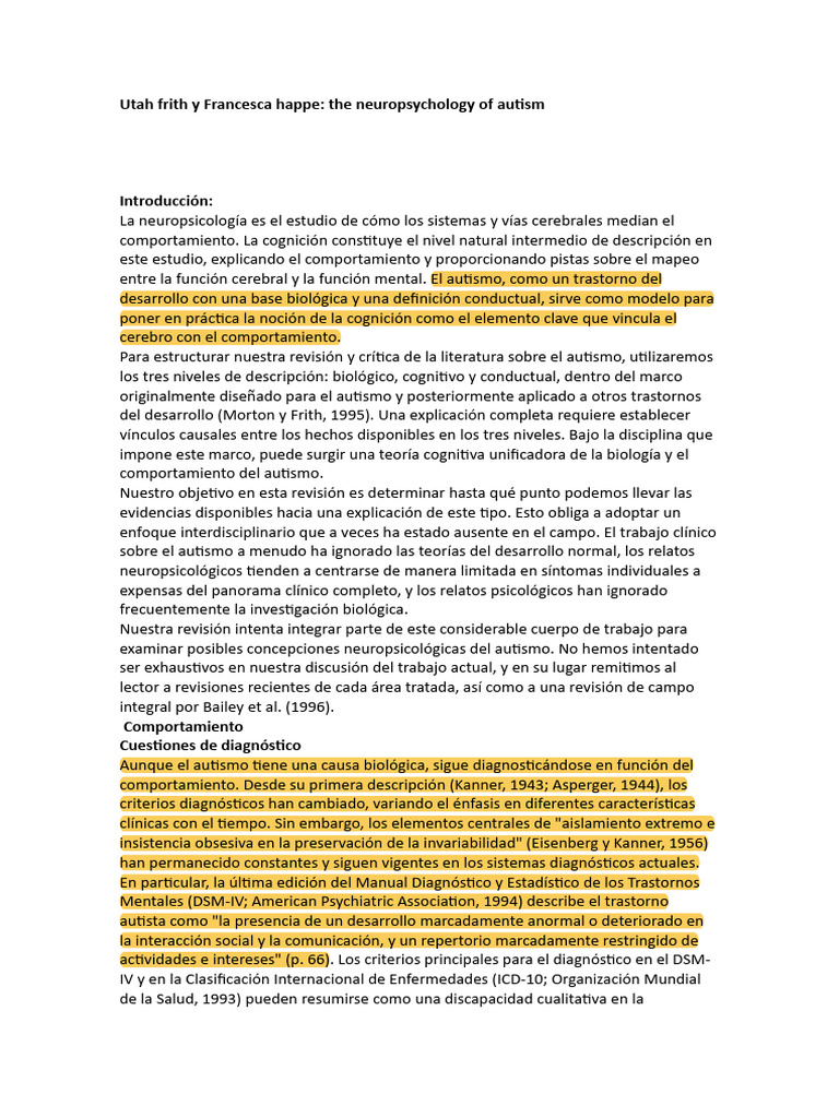 Utah Frith y Francesca Happe | PDF | Síndrome de Asperger ...