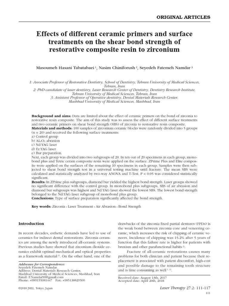 Effects of Different Ceramic Primers and Surface Treatments On The ...