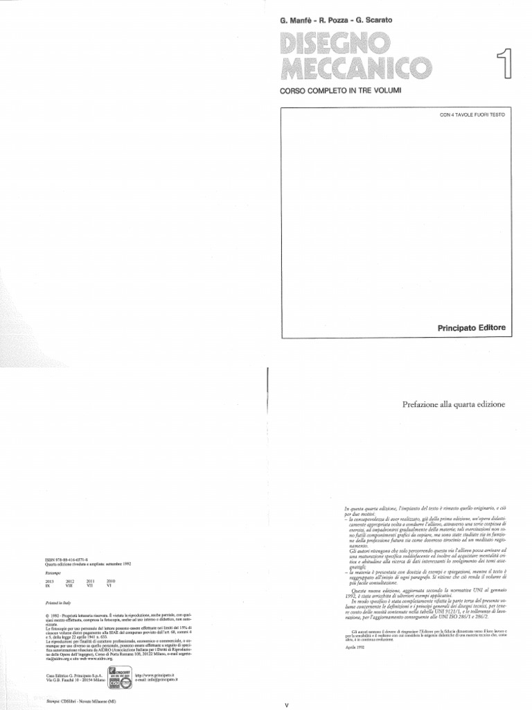 Disegno Meccanico Vol. 1 - G. Manfè, R. Pozza, G. Scarato | PDF