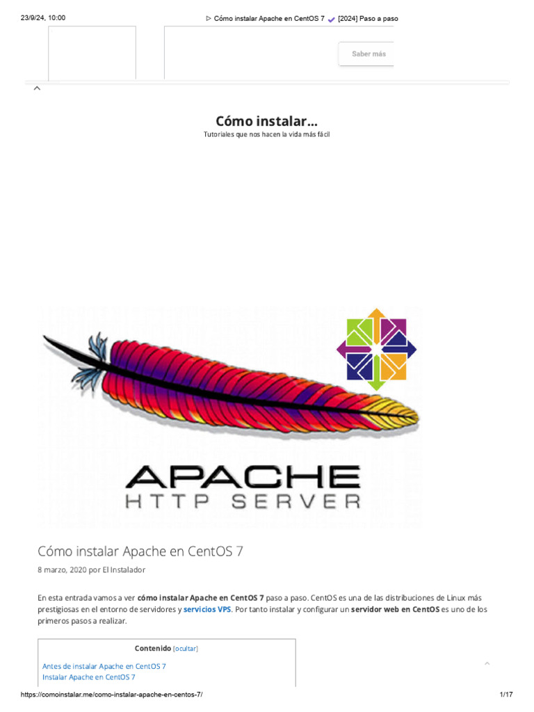 Cómo Instalar Apache en CentOS 7 (2024) Paso A Paso | PDF | Servidor HTTP Apache | Red mundial