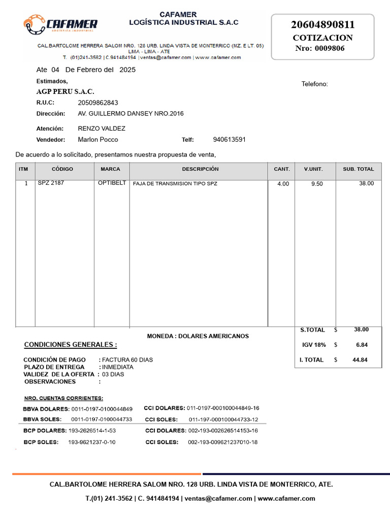 Agp Peru 9806 | PDF