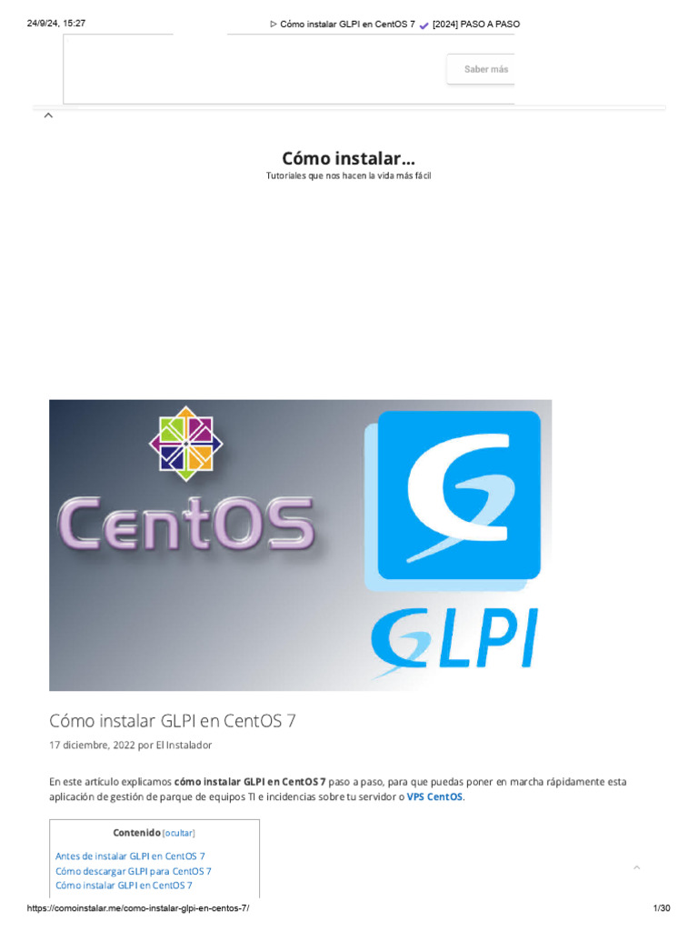 Cómo Instalar GLPI en CentOS 7 (2024) PASO A PASO | PDF | Mi sql | Red mundial