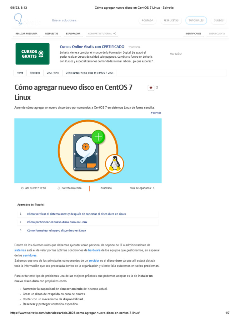 Agregar disco en CentOS 7: Guía rápida | PDF | Ciencias de la Computación | Tecnología de ...