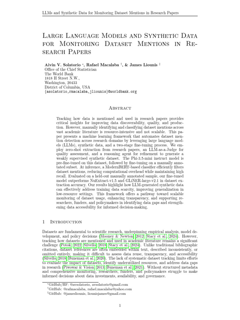Large Language Models and Synthetic Data For Monit | PDF | Data ...