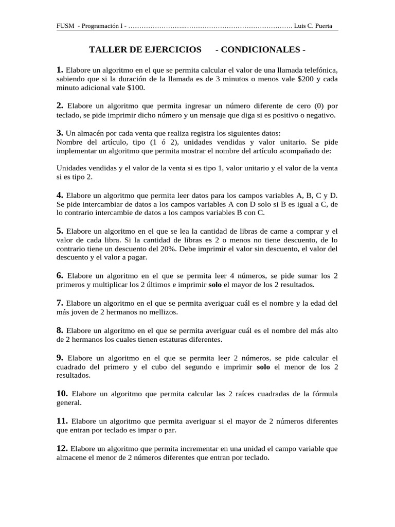 Algoritmos Condicionales en Programación | PDF