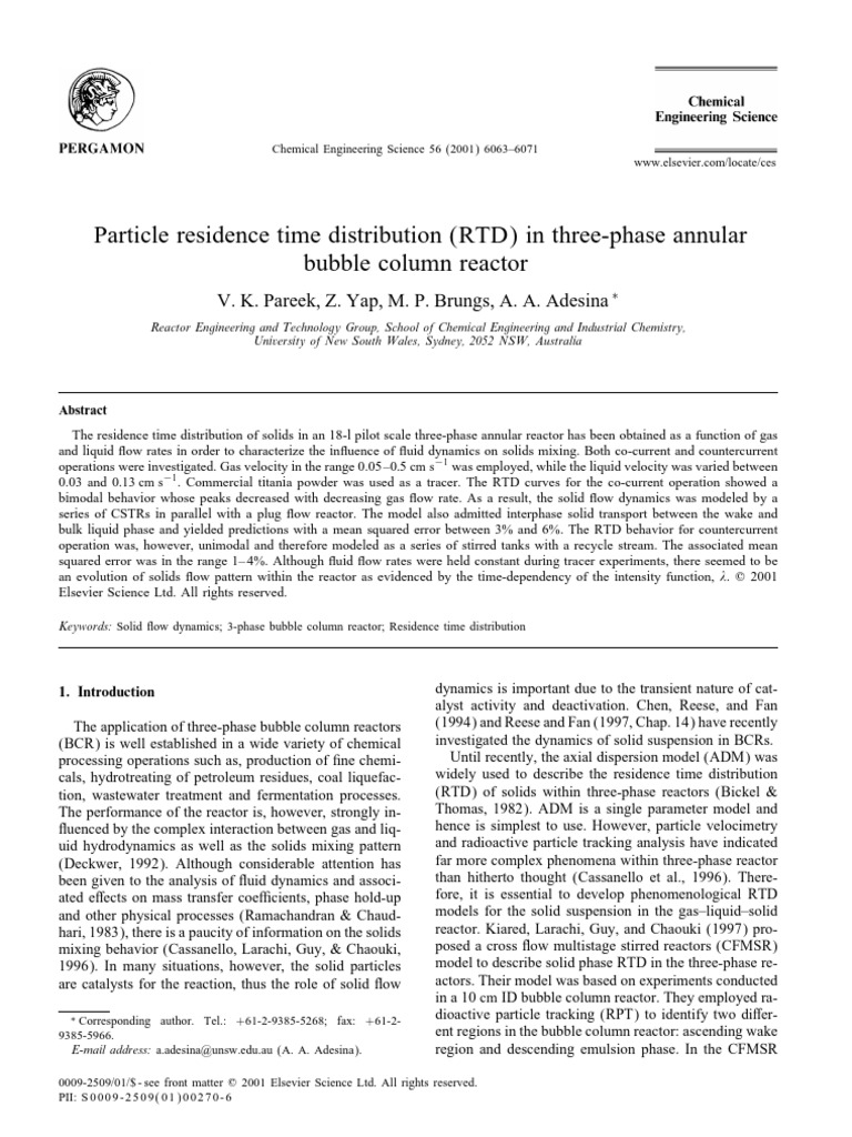 Stirred-21 Particle Residence Time Distribution (RTD) in Three-Phase Annula Bubble Column ...