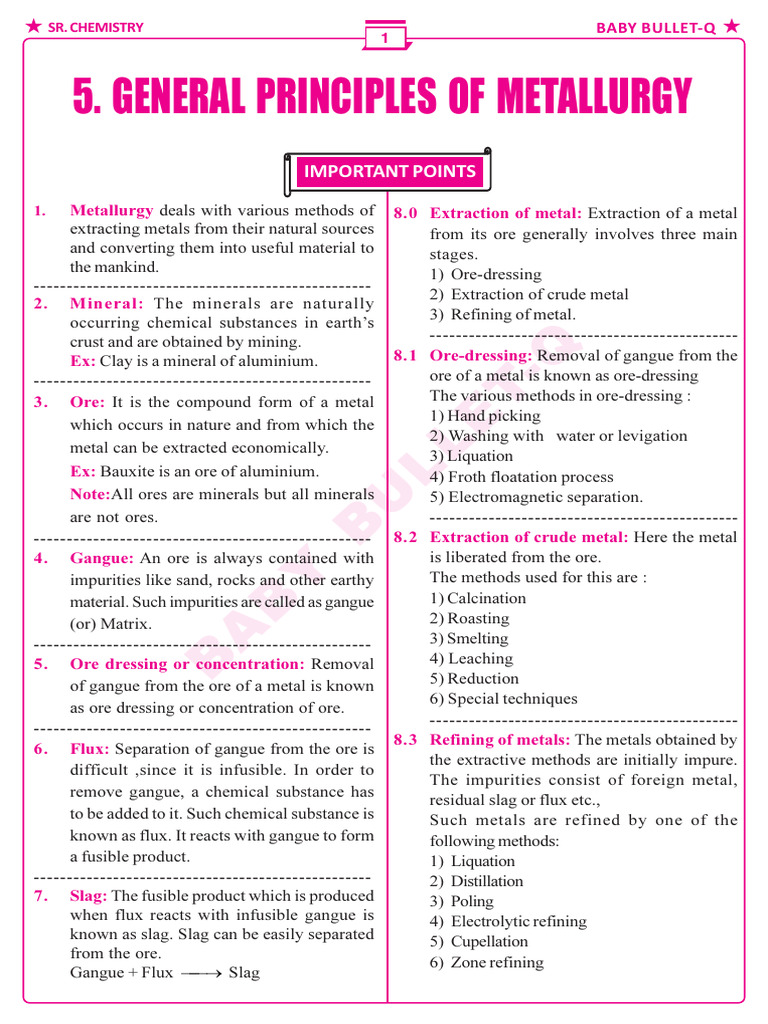 5 General Principles of Metallurgy | PDF | Ore | Metals