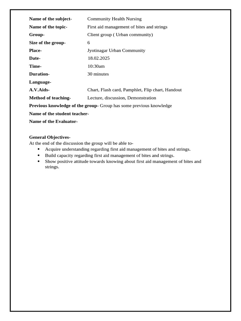 First Aid for Bites and Stings | PDF